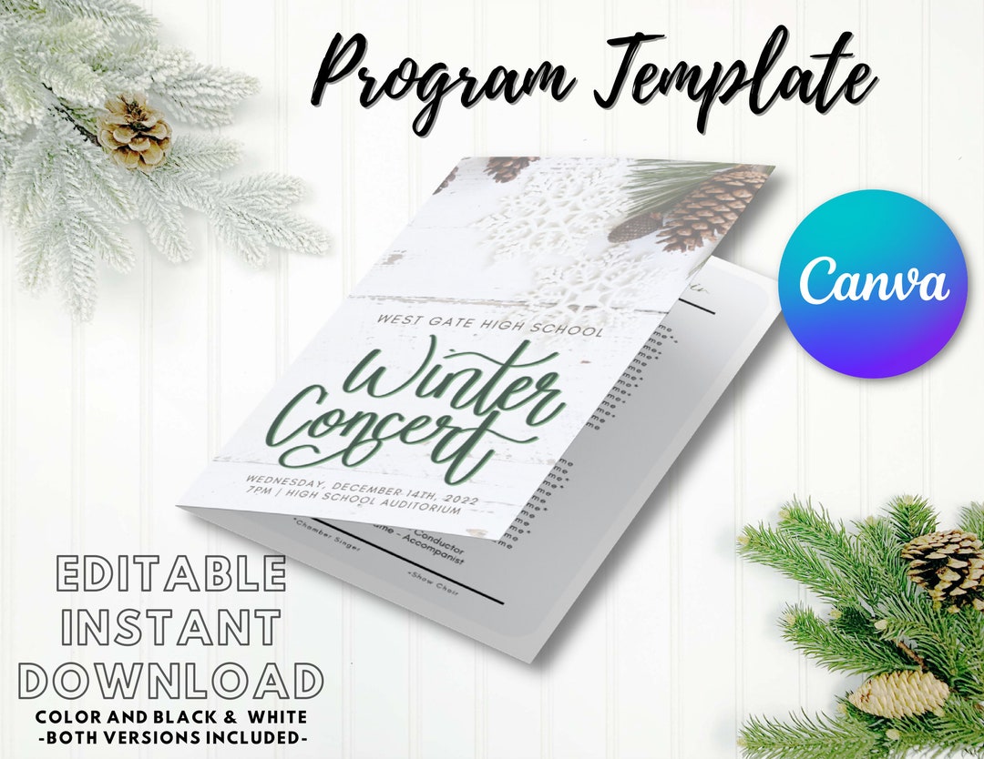 EDITABLE Concert Program Template | Instant Printable Download | Music ...