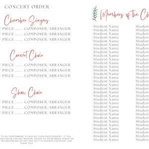 EDITABLE Concert Program Template | Instant Printable Download | Music ...