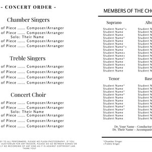 EDITABLE Concert Program Template | Instant Printable Download | Music ...