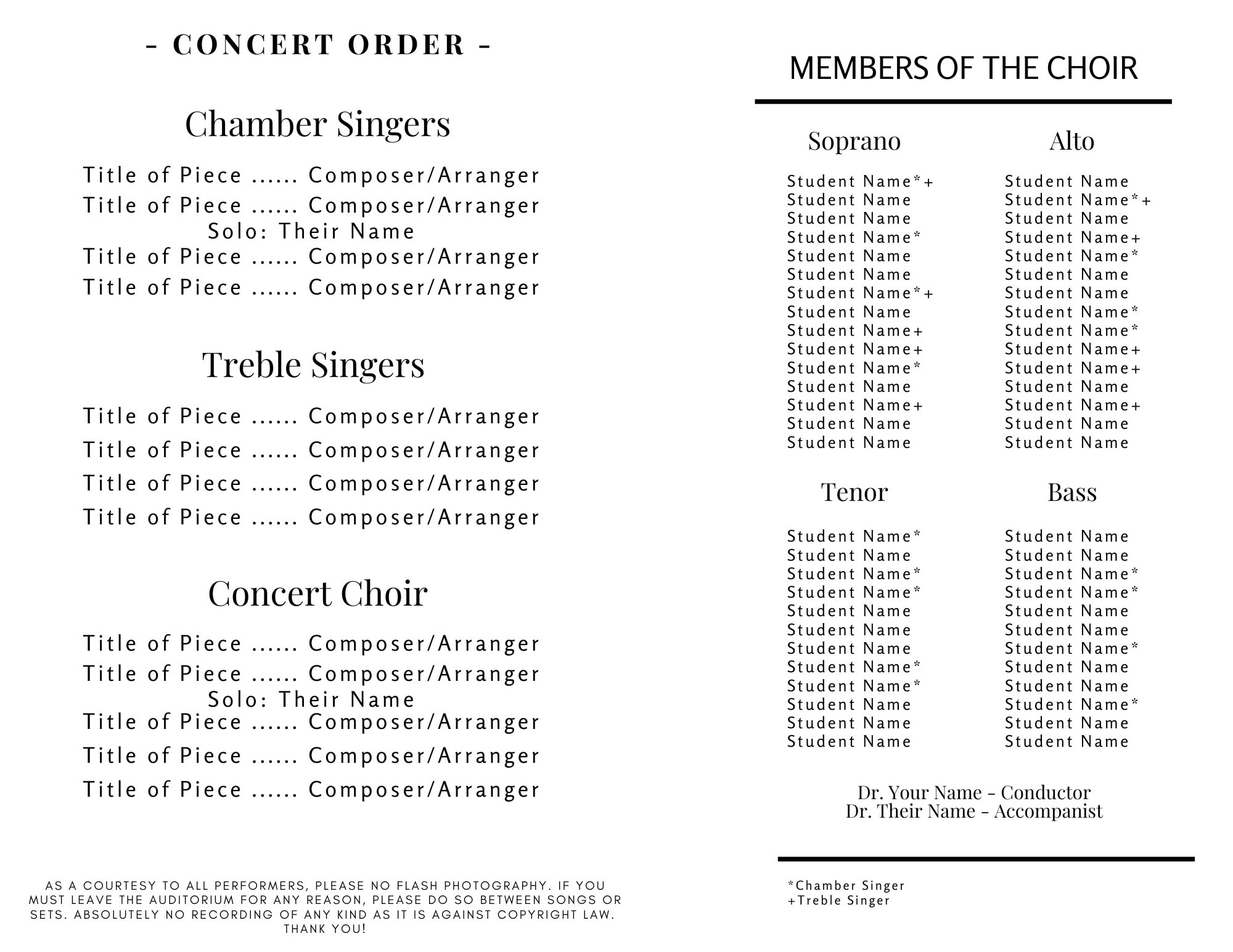 EDITABLE Concert Program Template | Instant Printable Download | Music ...