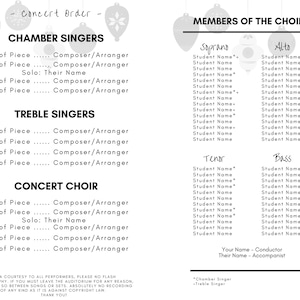 EDITABLE Concert Program Template | Instant Printable Download | Music ...