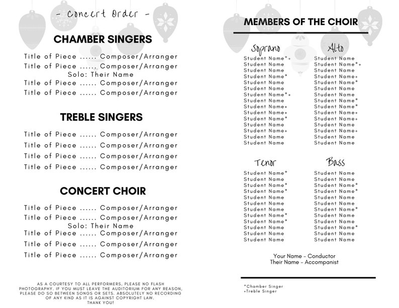 EDITABLE Concert Program Template | Instant Printable Download | Music ...