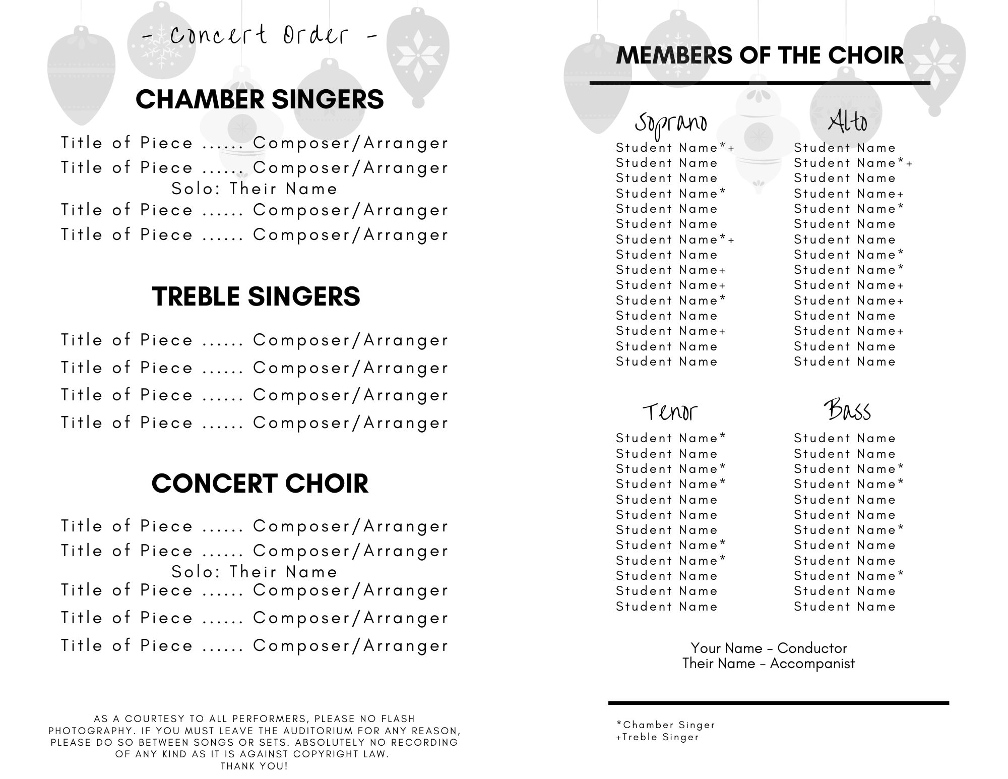 EDITABLE Concert Program Template | Instant Printable Download | Music ...