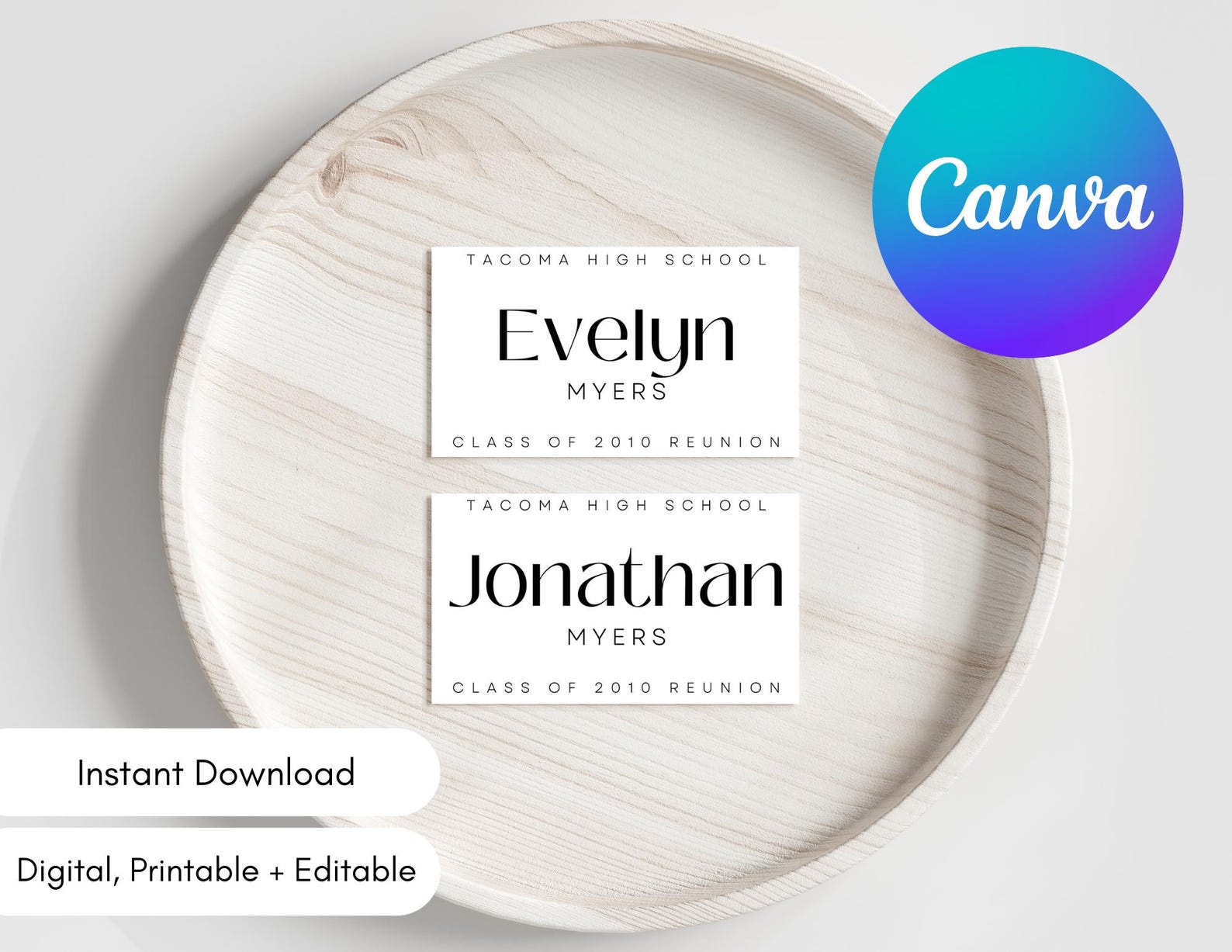 EDITABLE Class Reunion Name Tag Template | Instant Printable Download ...