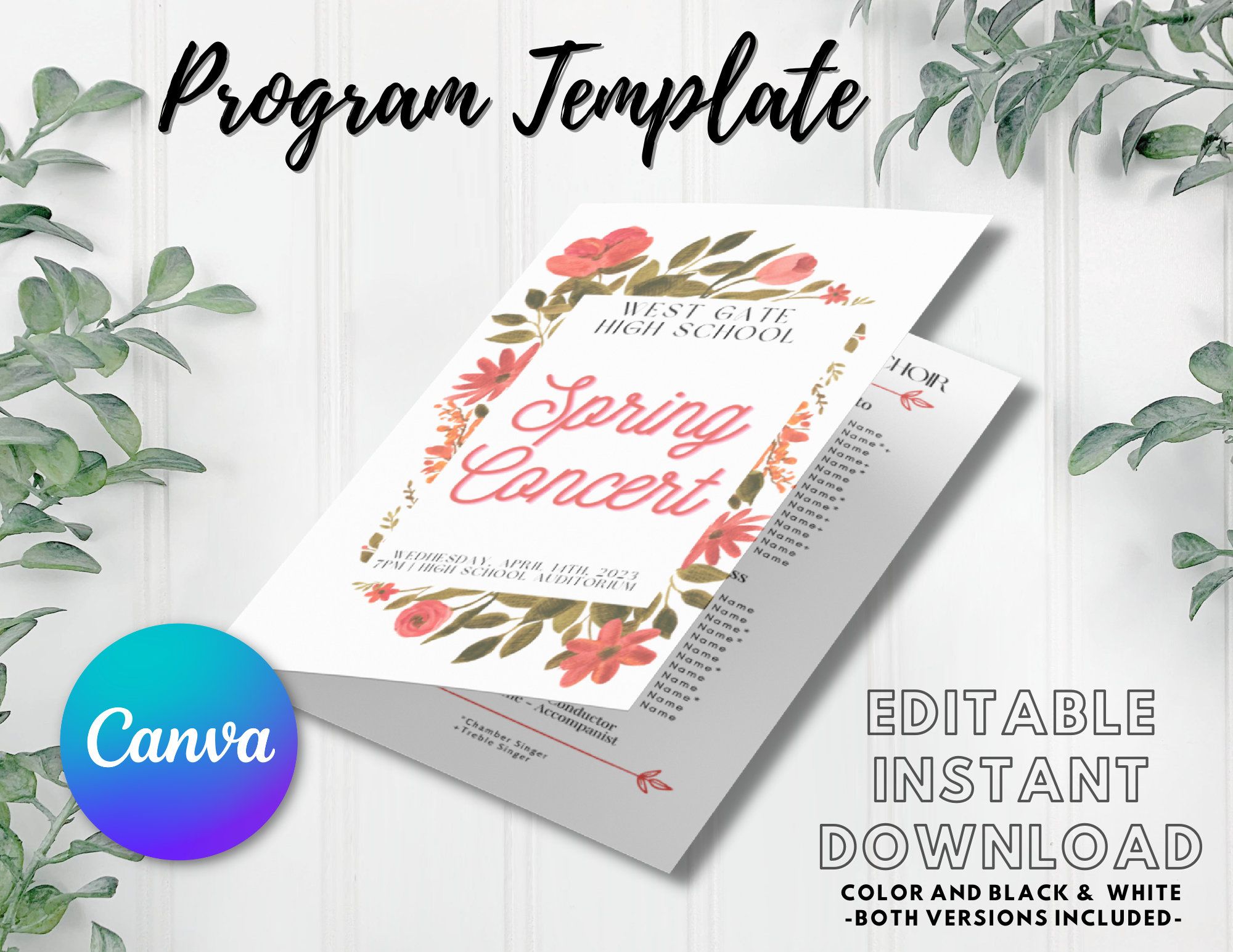 Concert Program Template | Editable Instant Printable Download | Music ...