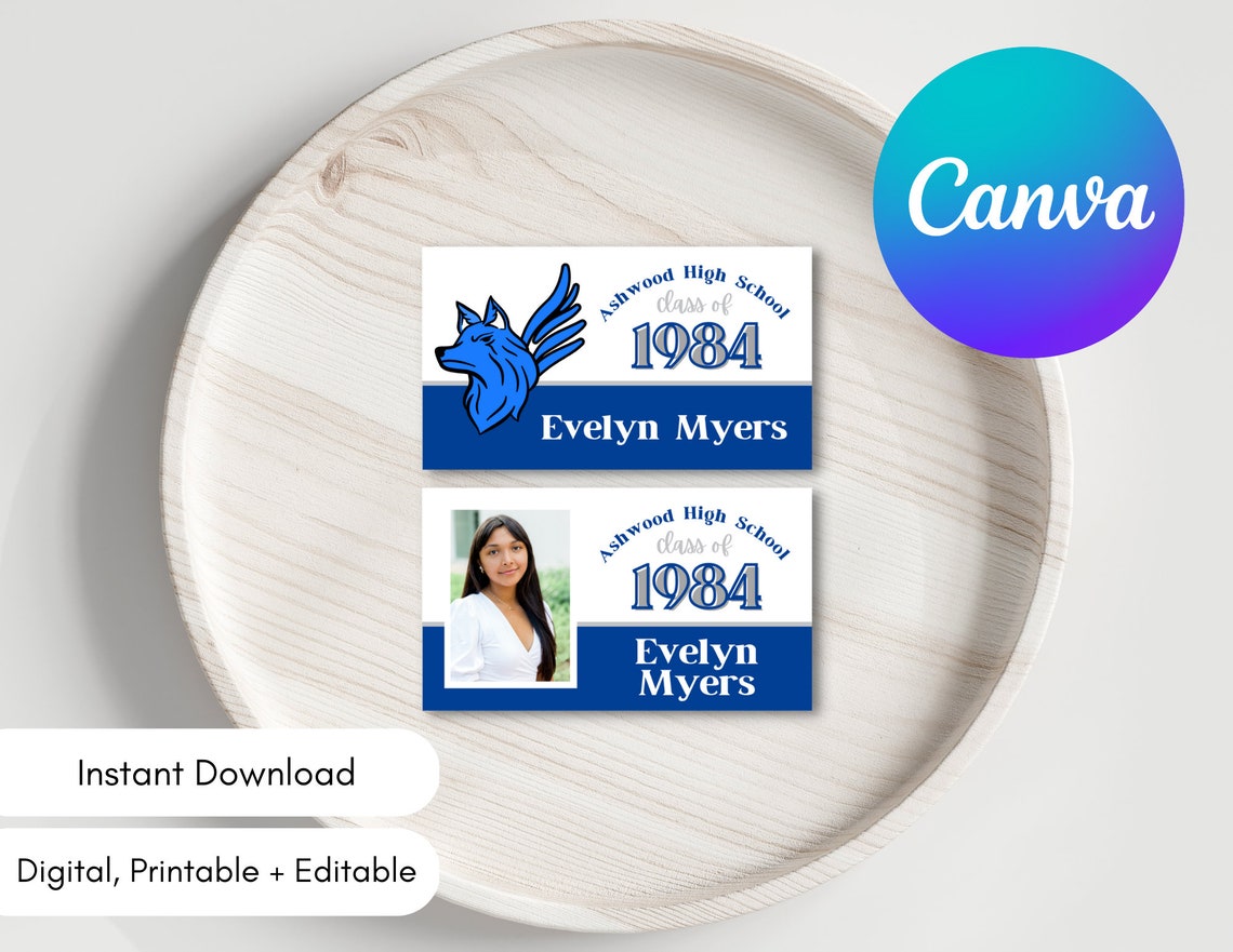 EDITABLE Class Reunion Name Tag Template | Instant Printable Download ...