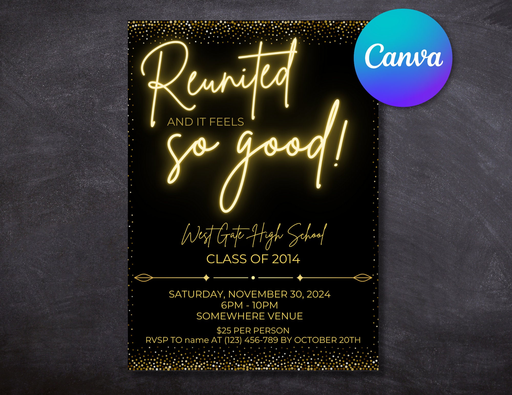 EDITABLE Class Reunion Invitation | Instant Printable Download ...