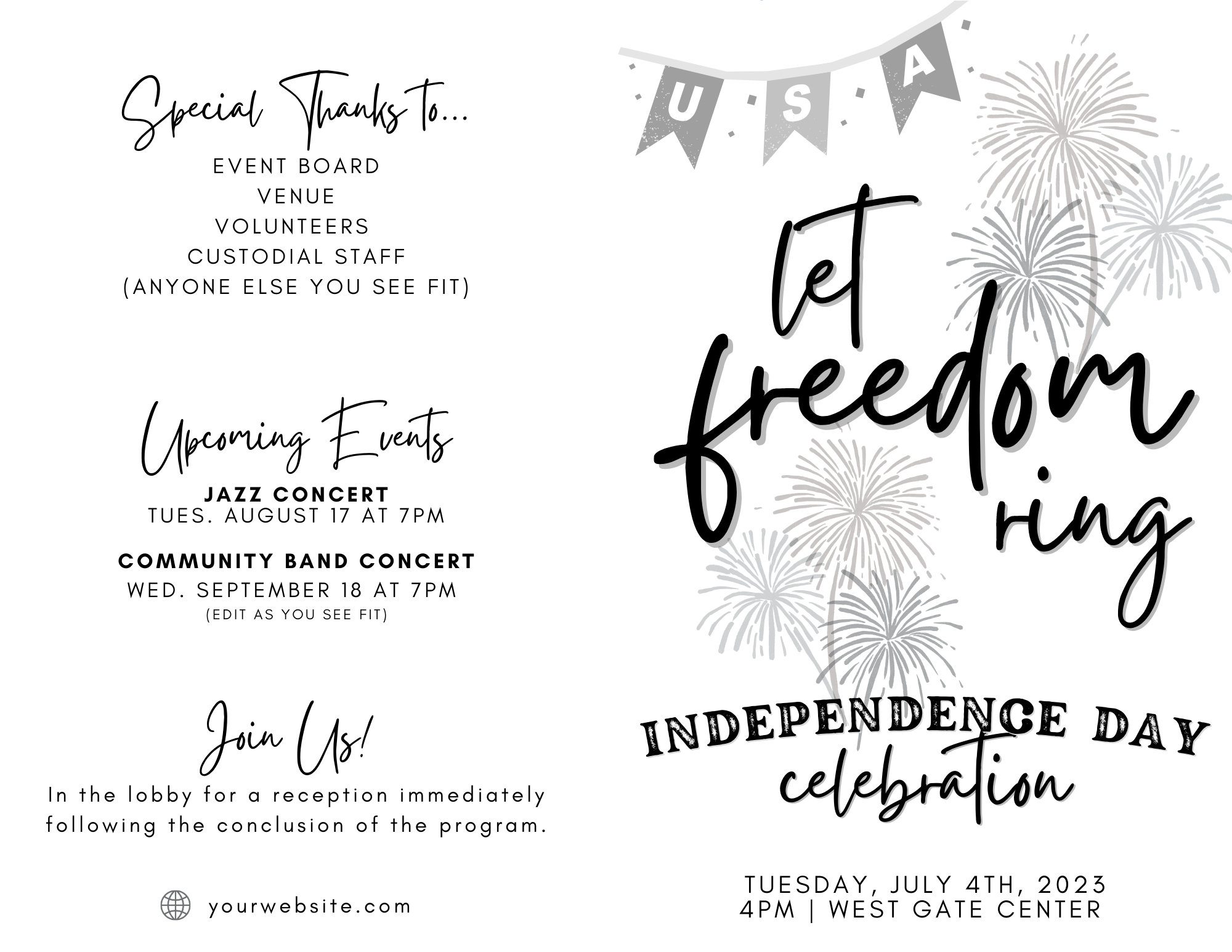 Patriotic Concert Program Template | Editable Instant Printable ...