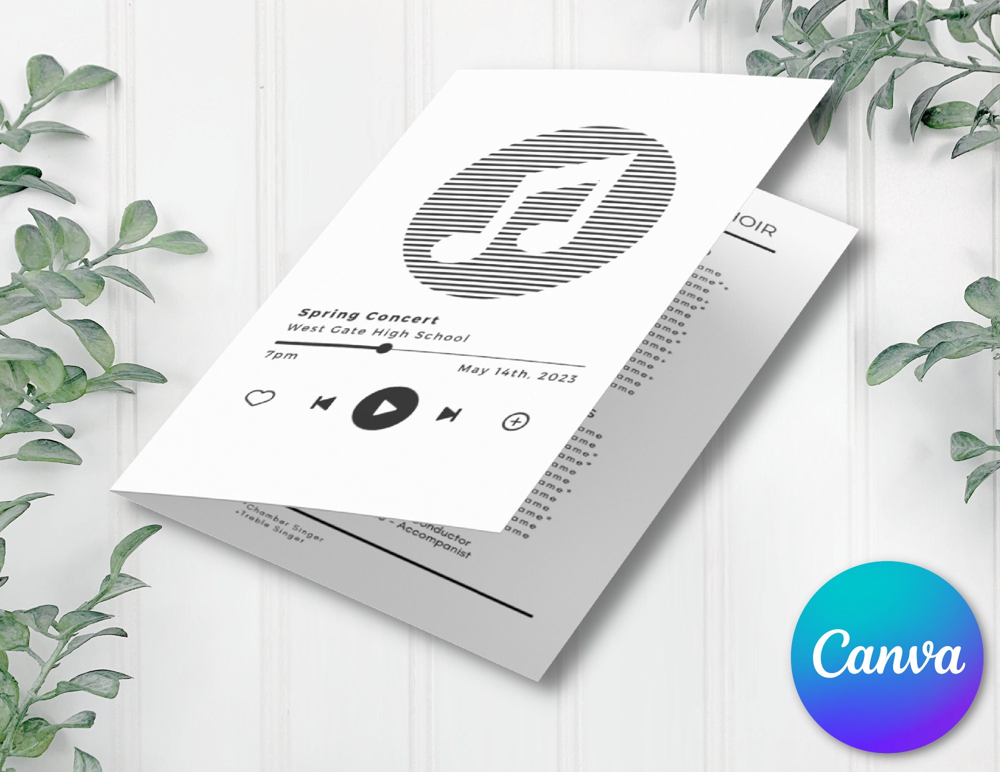 Concert Program Template | Editable Instant Printable Download | Music ...