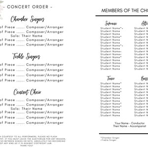 EDITABLE Concert Program Template | Instant Printable Download | Music ...