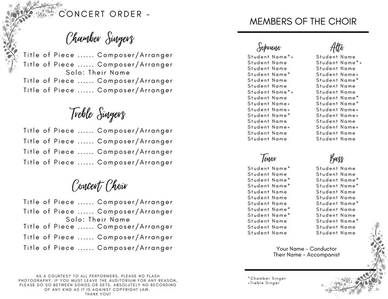 EDITABLE Concert Program Template Instant Printable Download Music ...