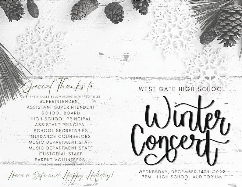 EDITABLE Concert Program Template | Instant Printable Download | Music ...