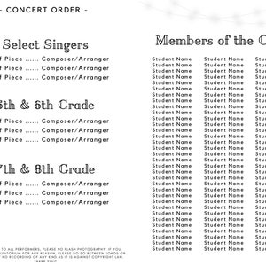EDITABLE Concert Program Template | Instant Printable Download | Music ...