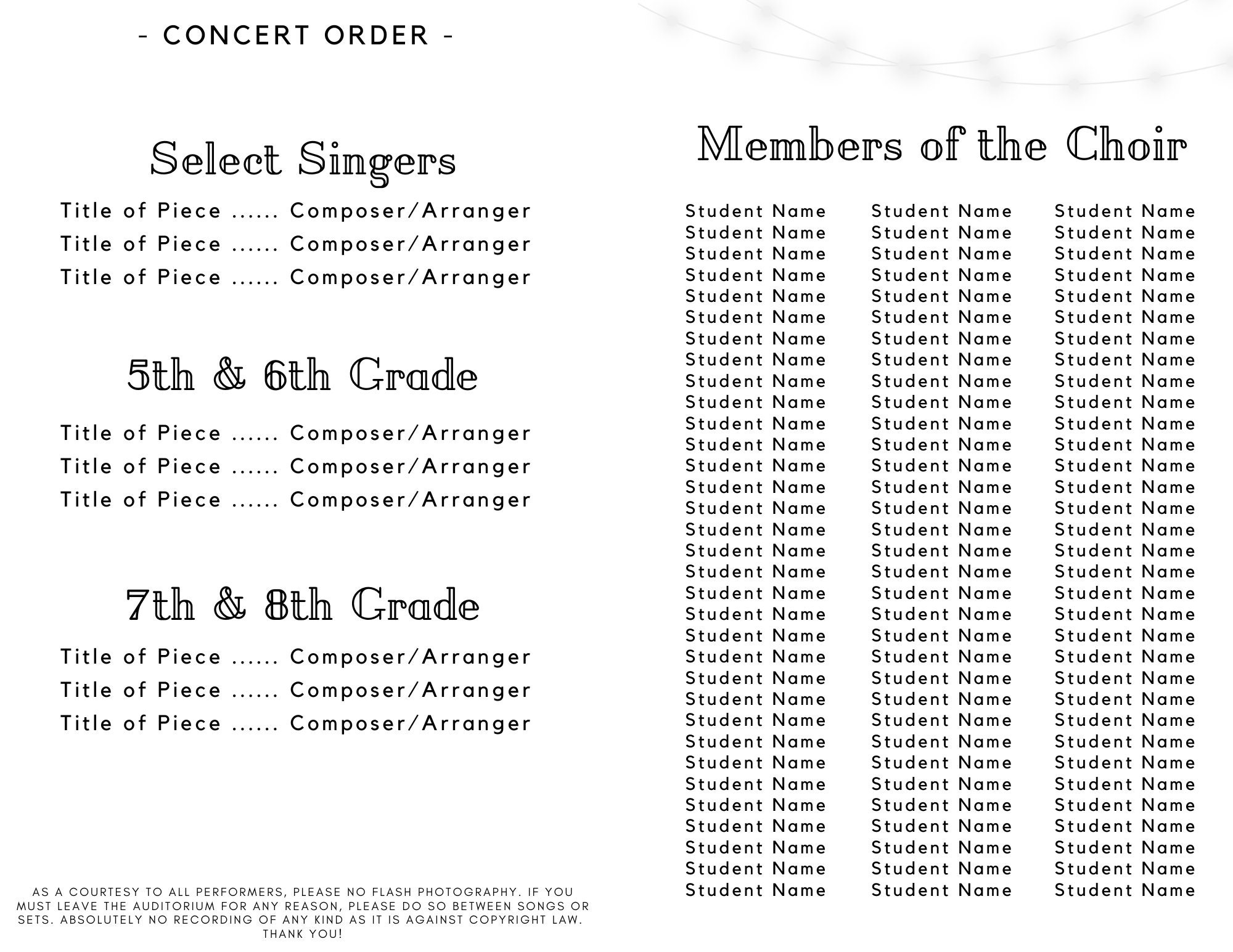 EDITABLE Concert Program Template | Instant Printable Download | Music ...