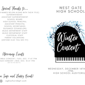 EDITABLE Concert Program Template | Instant Printable Download | Music ...