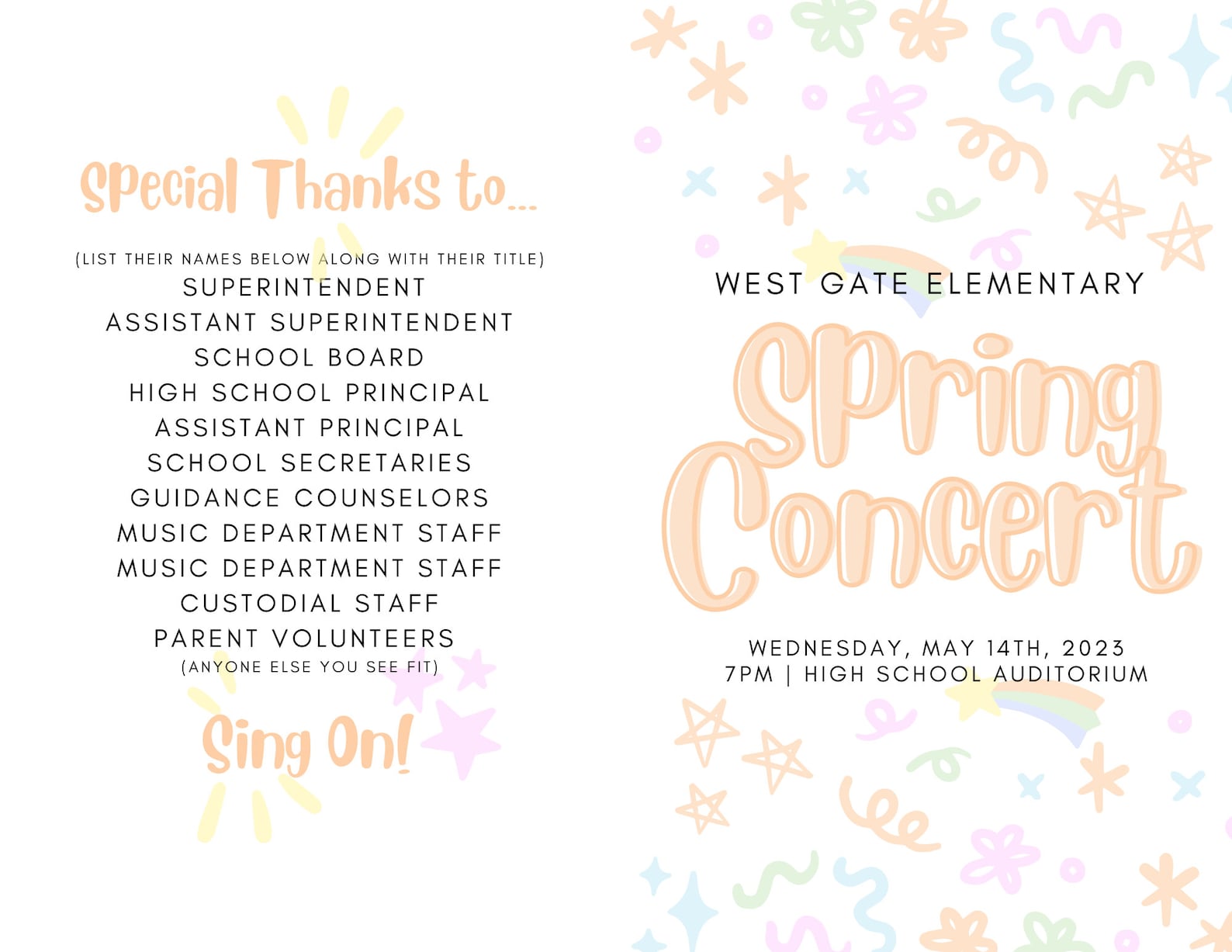 EDITABLE Concert Program Template | Instant Printable Download | Music ...