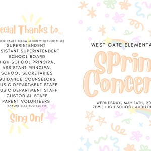 EDITABLE Concert Program Template | Instant Printable Download | Music ...