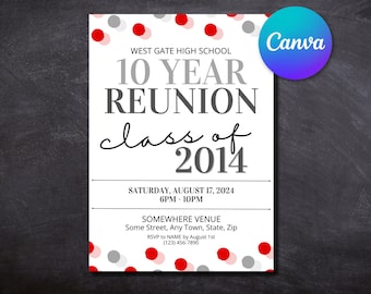 EDITABLE Class Reunion Invitation Instant Printable Download College ...