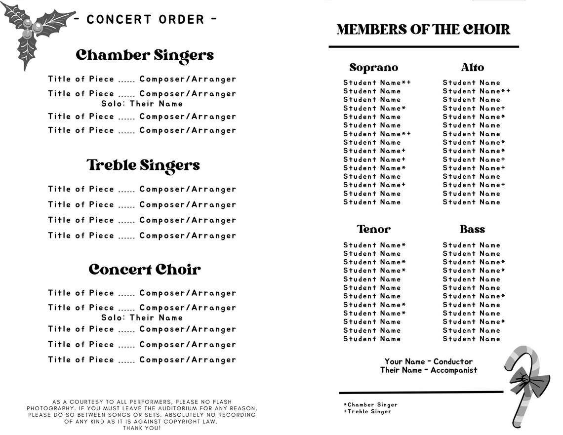 EDITABLE Concert Program Template | Instant Printable Download | Music ...
