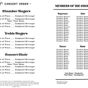 EDITABLE Concert Program Template | Instant Printable Download | Music ...