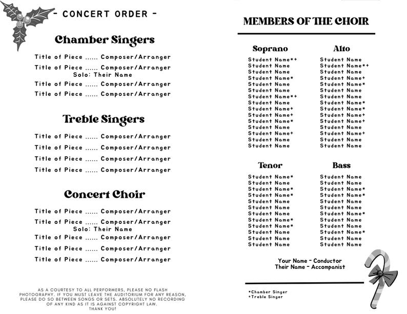 EDITABLE Concert Program Template | Instant Printable Download | Music ...