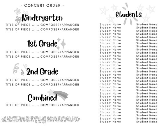 Elementary Music Concert Program Template Home | East Elementary