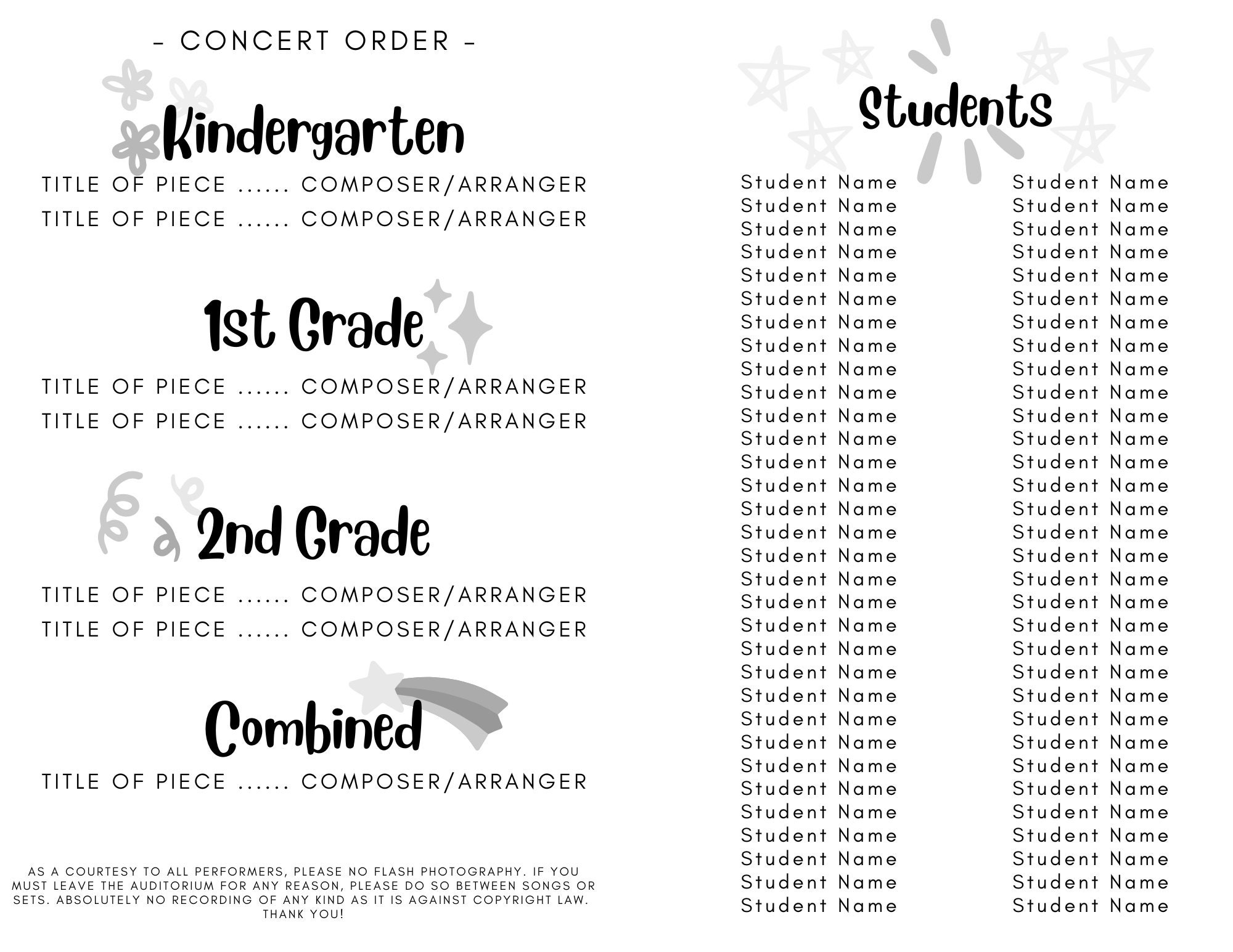 EDITABLE Concert Program Template | Instant Printable Download | Music ...