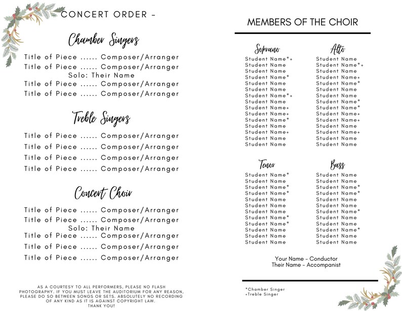 EDITABLE Concert Program Template Instant Printable Download Music ...