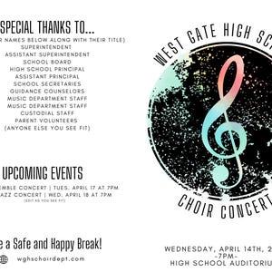 EDITABLE Concert Program Template | Instant Printable Download | Music ...