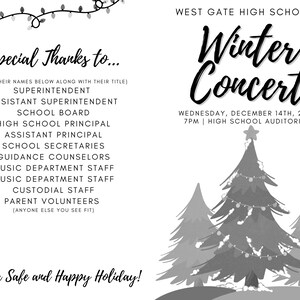 EDITABLE Concert Program Template | Instant Printable Download | Music ...