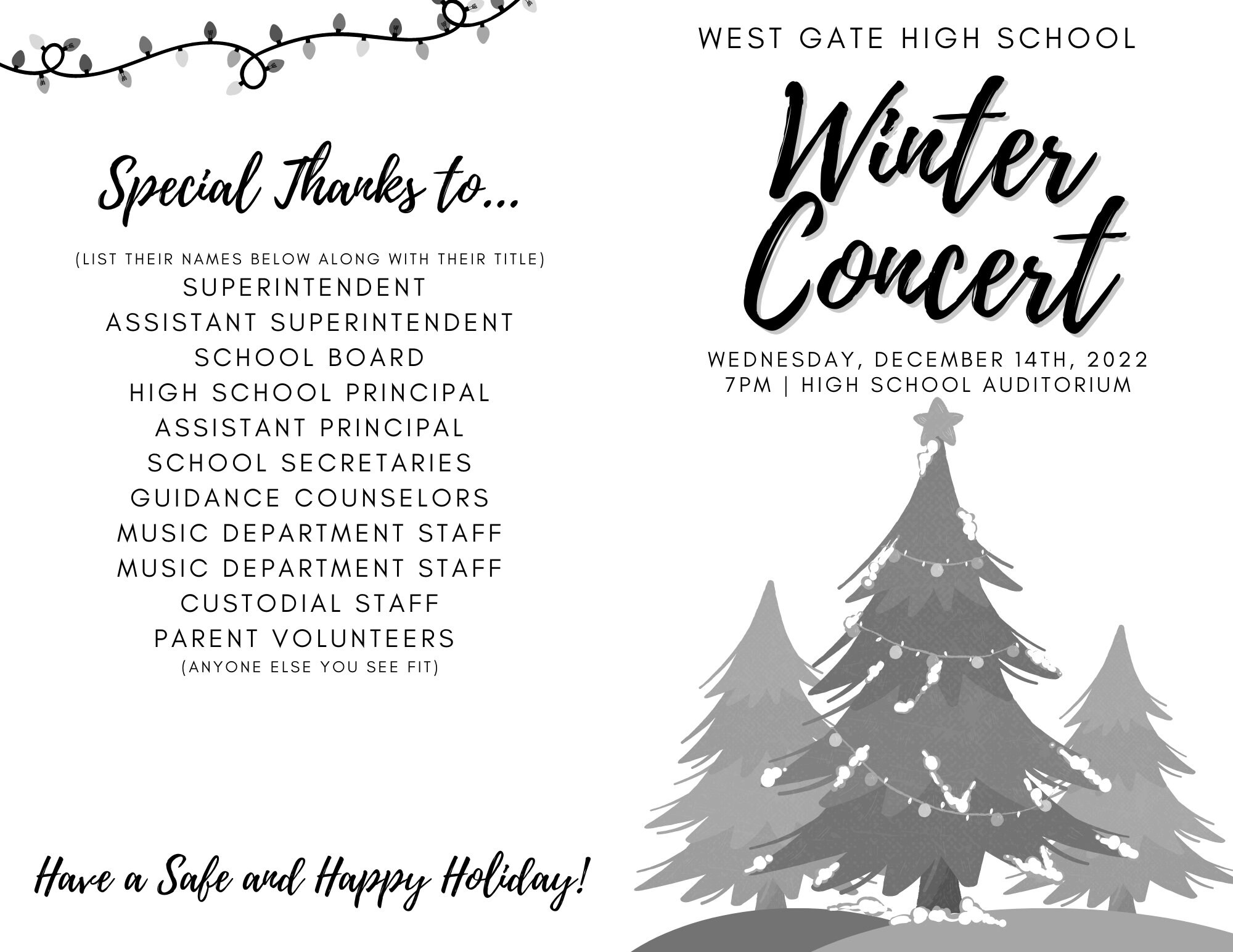 EDITABLE Concert Program Template | Instant Printable Download | Music ...