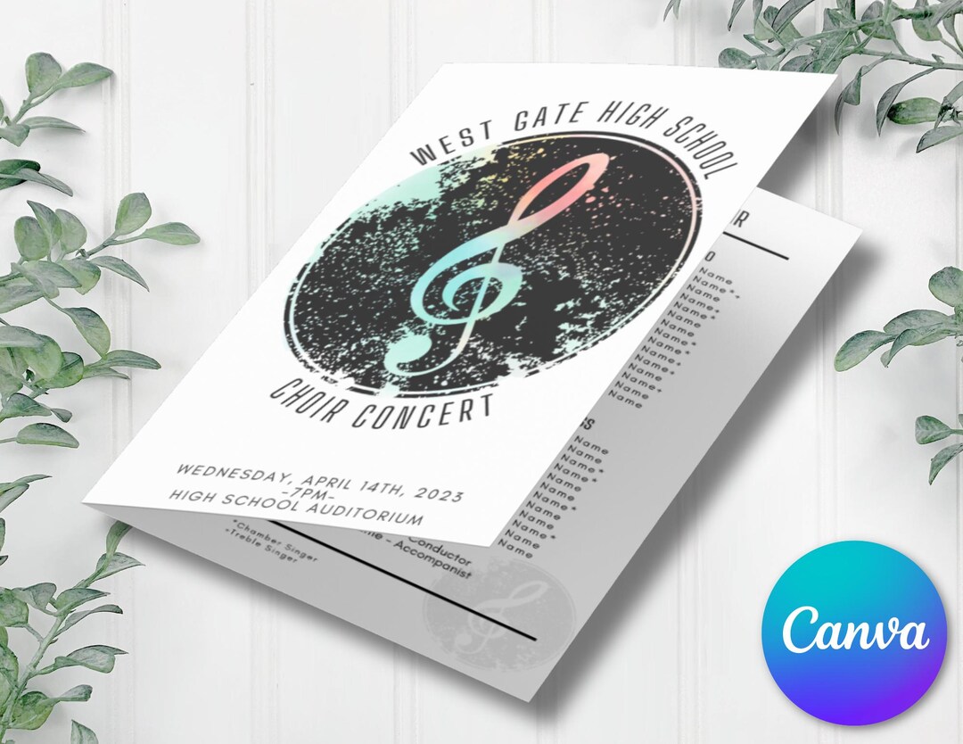 EDITABLE Concert Program Template | Instant Printable Download | Music ...