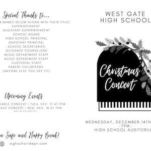 EDITABLE Concert Program Template | Instant Printable Download | Music ...