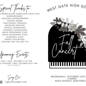 EDITABLE Concert Program Template | Instant Printable Download | Music ...