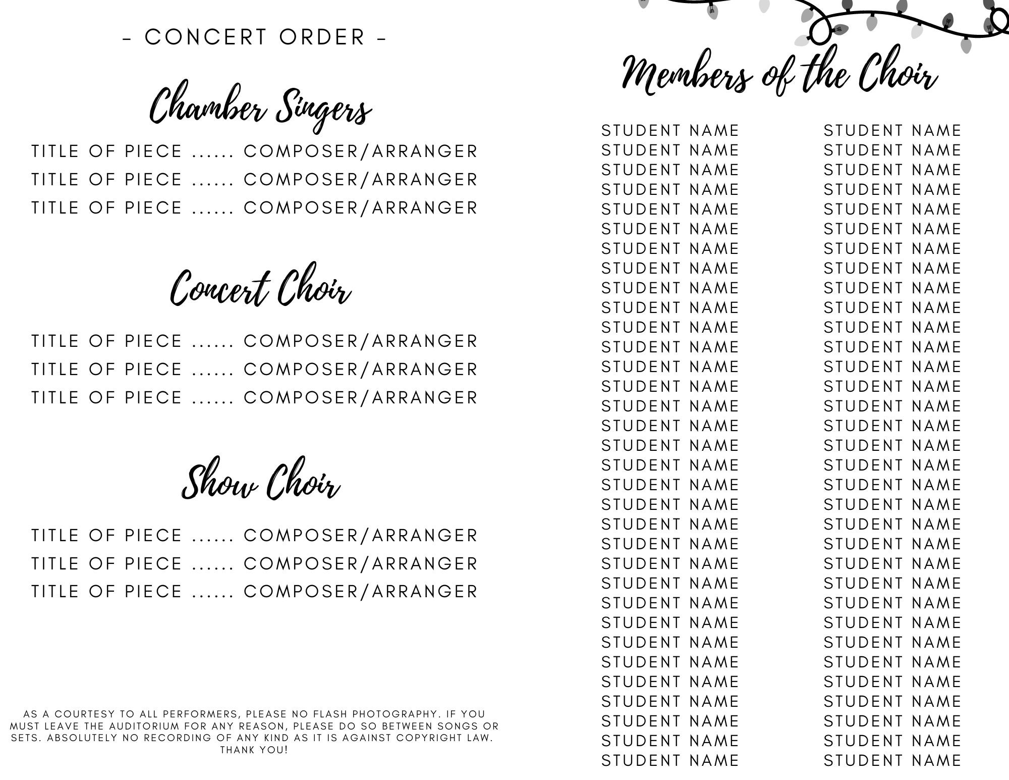 EDITABLE Concert Program Template | Instant Printable Download | Music ...