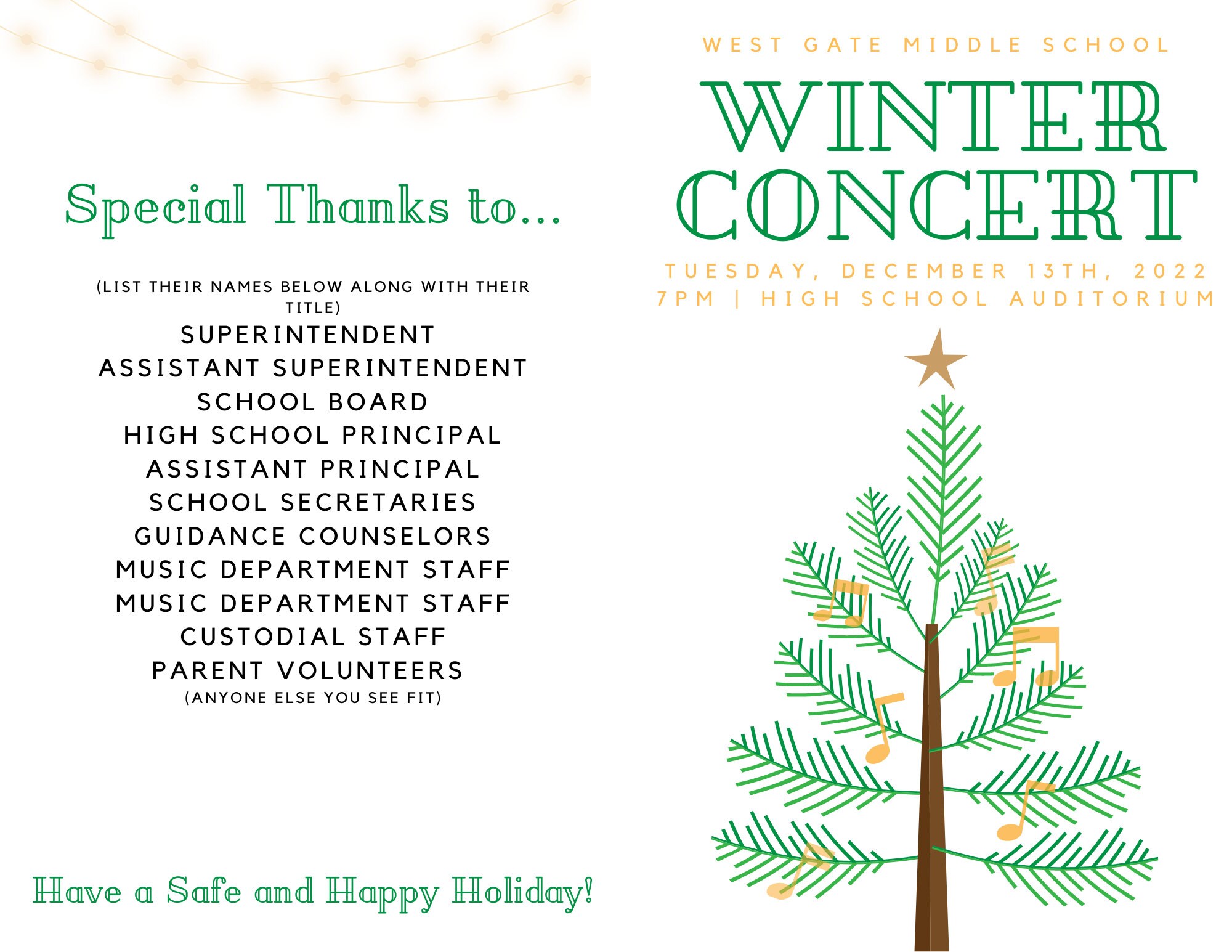 EDITABLE Concert Program Template | Instant Printable Download | Music ...