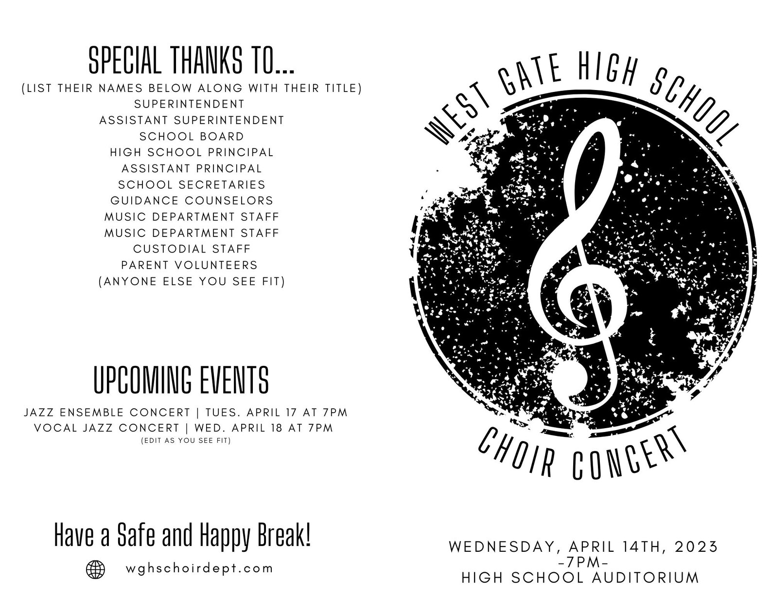 EDITABLE Concert Program Template | Instant Printable Download | Music ...