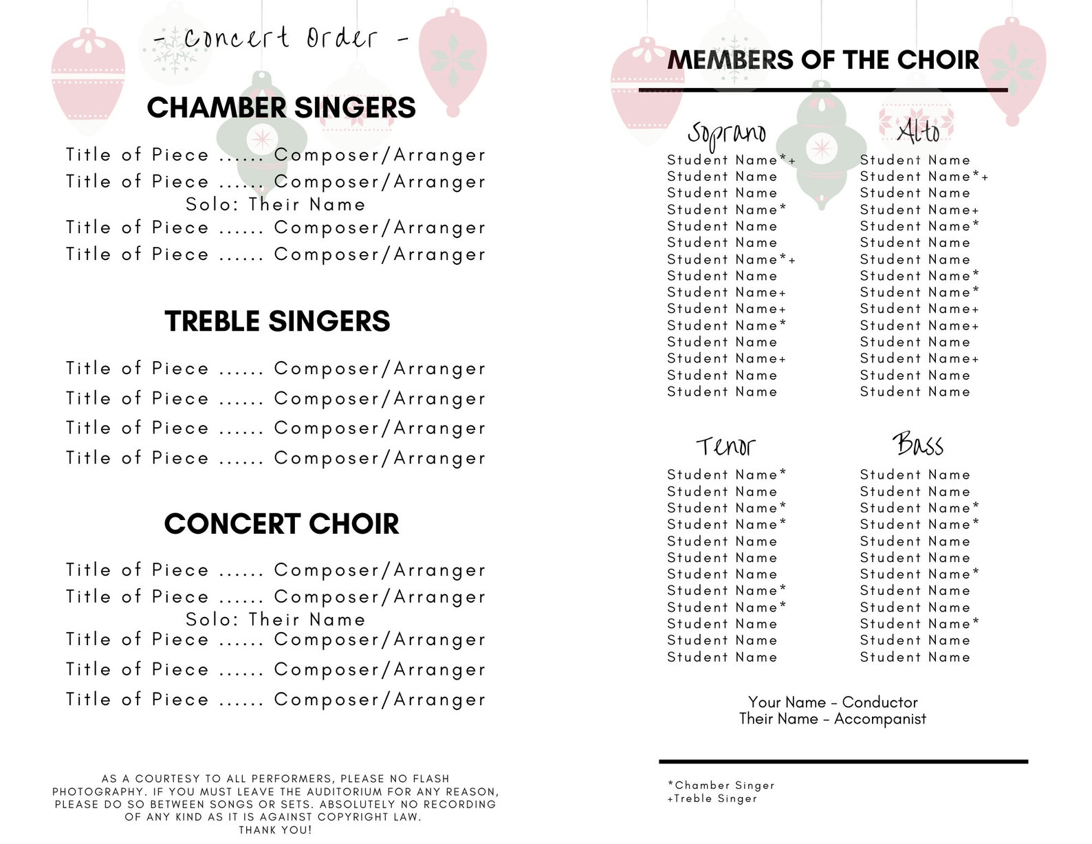 EDITABLE Concert Program Template | Instant Printable Download | Music ...