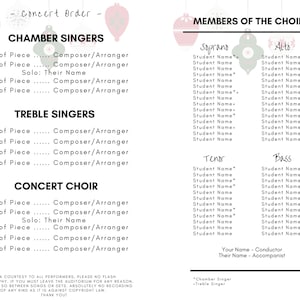 EDITABLE Concert Program Template | Instant Printable Download | Music ...