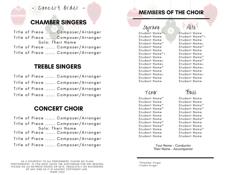 EDITABLE Concert Program Template | Instant Printable Download | Music ...