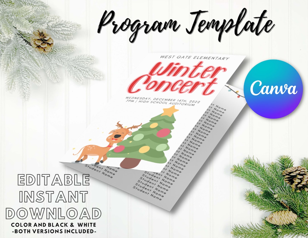 EDITABLE Concert Program Template | Instant Printable Download ...