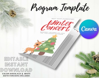 EDITABLE Concert Program Template | Instant Printable Download | Music ...