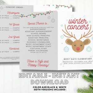 EDITABLE Concert Program Template | Instant Printable Download | Music ...