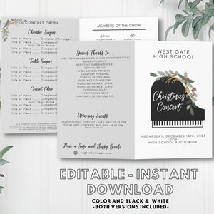 EDITABLE Concert Program Template | Instant Printable Download | Music ...