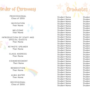 EDITABLE Graduation Program Template | Pre-k Graduation | Kindergarten ...