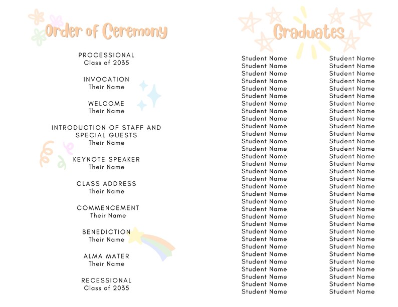 EDITABLE Graduation Program Template | Pre-k Graduation | Kindergarten ...