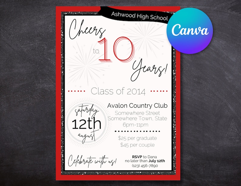 EDITABLE Class Reunion Template | Instant Printable Download | College ...