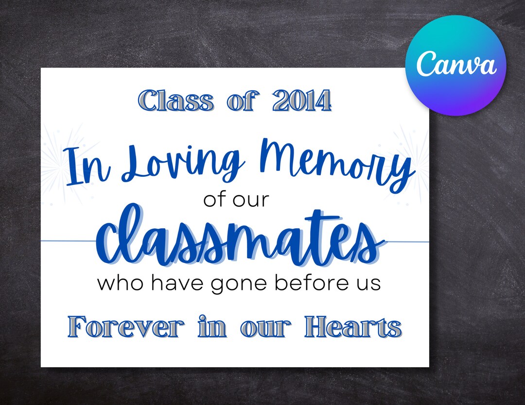 EDITABLE Class Reunion Memorial Template | Instant Printable Download ...