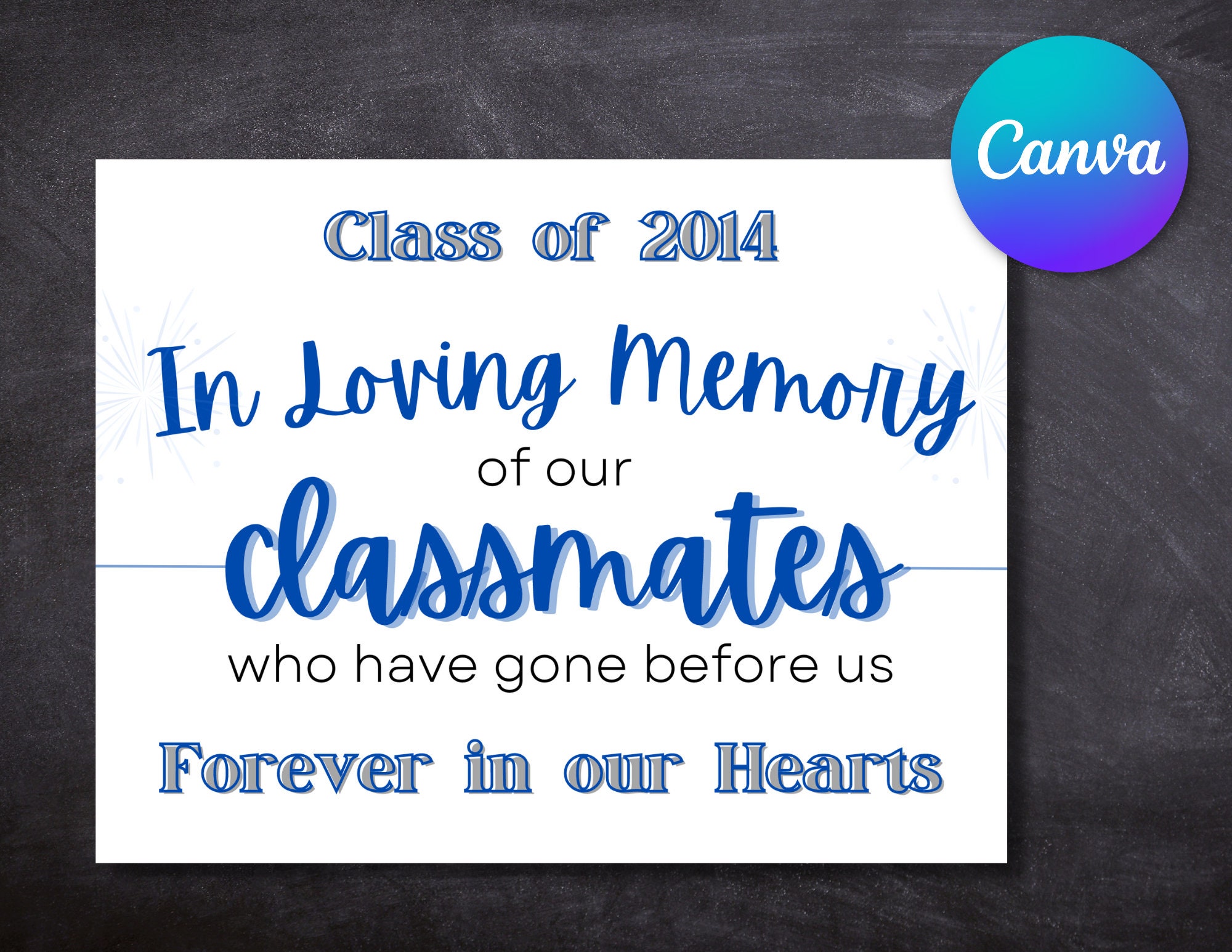 EDITABLE Class Reunion Memorial Template | Instant Printable Download ...