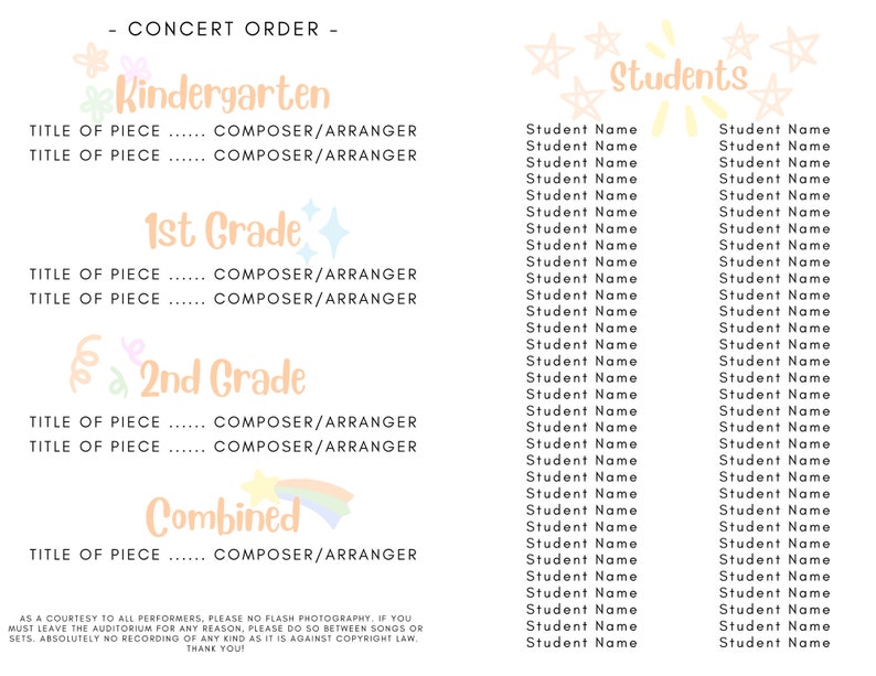 EDITABLE Concert Program Template | Instant Printable Download | Music ...
